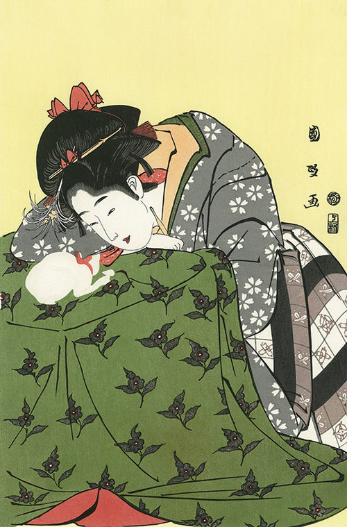 Utagawa Kunimasa（歌川国政） Beauty and Cat｜オンラインストア｜浮世絵・木版画のアダチ版画研究所