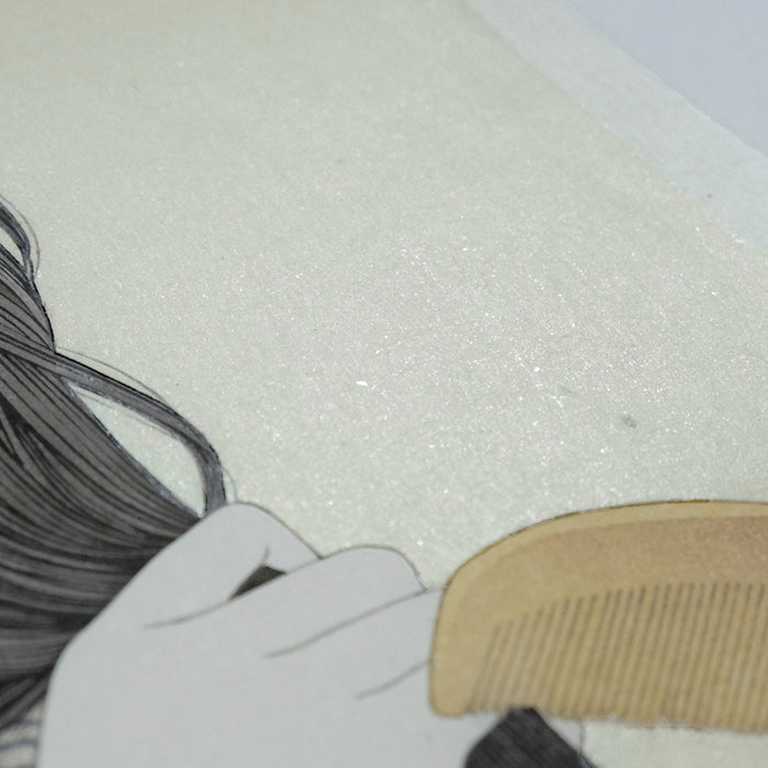 Yu Miyazaki（宮﨑優） Rich Black Hair Flowing Through Her Comb｜浮世絵・木版画のアダチ版画研究所